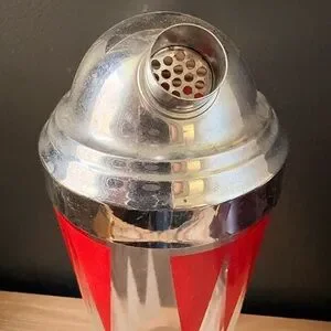 Dining | Vintage Red And Silver Cocktail Shaker | Poshmark